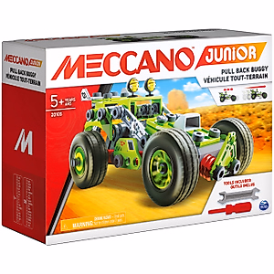 Meccano Junior, 3-in-1 Deluxe Pull-Back Buggy STEAM Model Building Kit, for Kids Aged 5 and Up