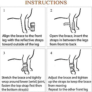 NeoAlly - Front Leg Brace for Dogs and Cats, Dog Leg Brace for Improved Pet Mobility, Dog Leg Sleeve for Carpal Support, Dog Leg Sleeve with Reflective Straps, XXS to XS, Black, 1 Pair