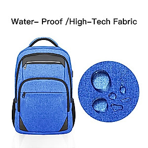 Large Backpack Men, Extra Large Laptop Backpack, Business Luggage College Casual Daypack Backpack Airline Approved with USB Charging Port, Durable Extra Large Backpack Computer Notebook Backpack, Blue