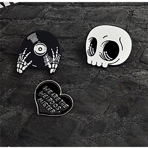 3pcs Enamel Pins Set Skull Disc Halloween Alloy Oil Dripping Brooch We Are The Weirdos Mister Cool Enamel Pins for Jacket Backpack