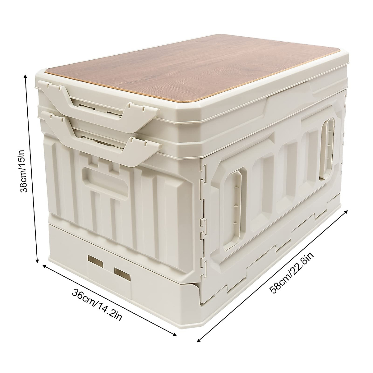 ZAWAYINE Folding Storage Box, Outdoor Collapsible Foldable Storage Box with Lid, Storage Bins For Picnic Camping Outdoor Activities (White)