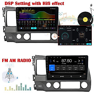 Binize Android 10 Car Stereo Compatible with CarPlay&Android Auto,10 Inch Touch Screen Car Radio Support Bluetooth,GPS Navigation,FM&AM,RDS,DSP,SWC for Honda Civic 2006-2011+Backup Camera