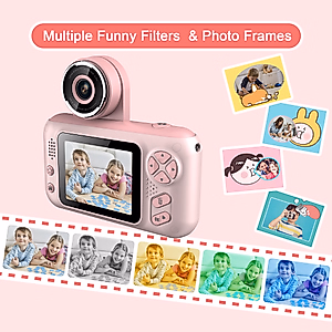 Makolle Kids Camera,Kids Camera for Girls,Kids Digital Camera Kids Video Camera for vlogging with 32GB SD Card,Toddler Toys Christmas Birthday Gifts for Girls Age 3-9, Pink