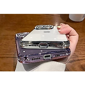 YTanazing Compatible with iPhone 14 Pro Max Case Glitter Plating Luxury Bling Rhinestones Diamond Cover for Women Girls Clear Soft TPU Camera Protector Shockproof Case for 14 Pro Max 2022 (Purple)