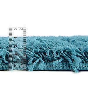 Rugs.com Über Cozy Solid Shag Collection Rug – 5 x 8 Deep Aqua Blue Shag Rug Perfect 5 x 8 Feet
