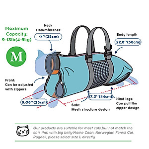 Cinf Cat Nail Clipping Cleaning Grooming Restraint Bag （Free Muzzle） No Scratching Biting for Bathing Nail Trimming Injecting Examining Blue,M