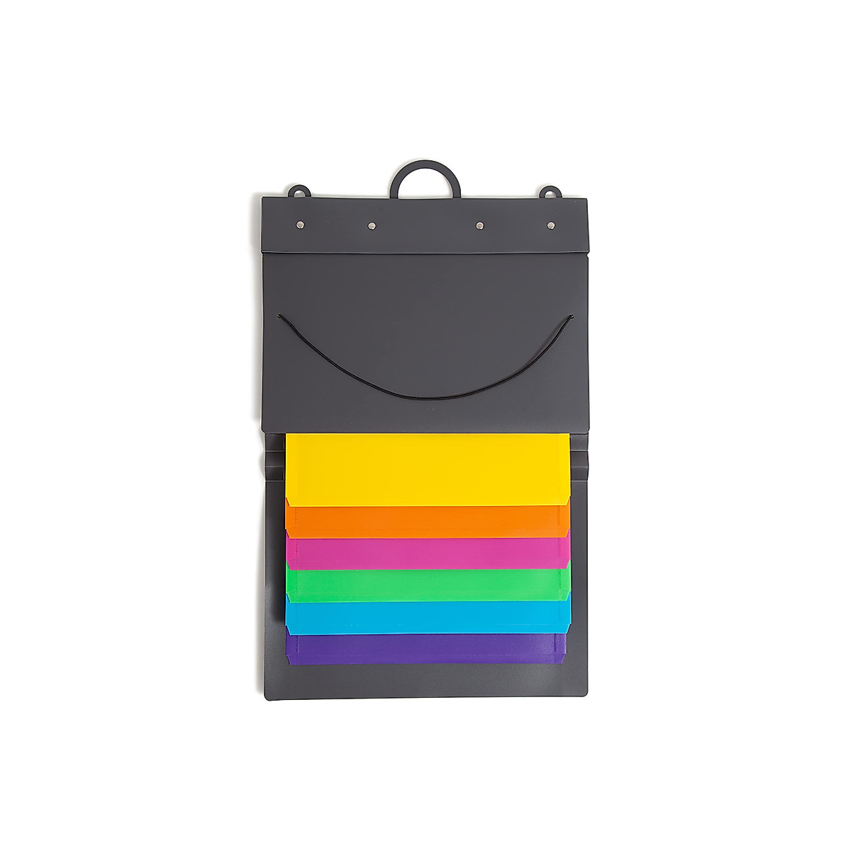 Smead Cascading Wall Organizer, 6 Removable Folder Pockets, Letter Size, Gray/Bright Pockets (92060)