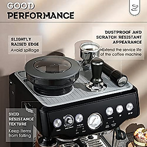 Nuovoware Silicone Coffee Machine Pad, Food-Grade Coffee Top Cover Mat Compatible with Breville 870/880 Coffee Machine, Waterproof Heat Resistant Non-Slip Silica Gel Pad Coffee Maker Accessory, Gray