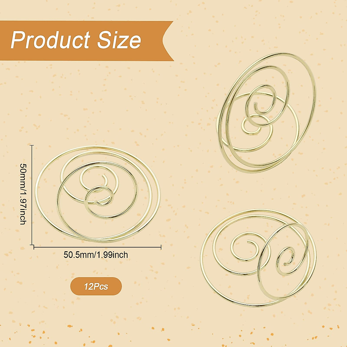 CHGCRAFT 12Pcs Spiral Place Card Holders Table Number Holders Spiral Metal Name Card Holder Stands for Photos Food Signs Memo Wedding Party Restaurants, Light Gold