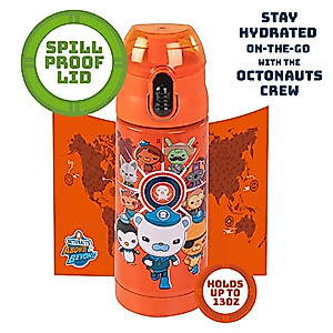 Octonauts Above & Beyond Orange Stainless Steel 13 oz Insulated Water Bottle for Kids - Spill Proof Lid, Easy to Use, Reusable - Keep Liquids Hot/Cold For Hours -Perfect for Travel, School, On-The-Go