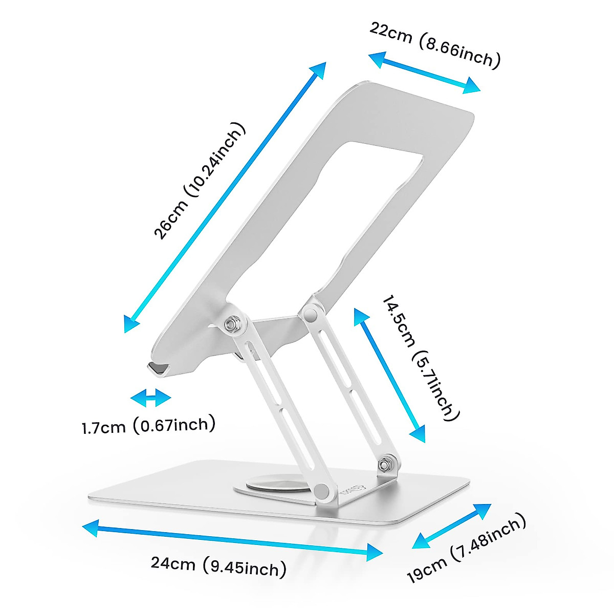 Cloudeck T360 Laptop Stand Anti-Shake with Heavy Swivel Base, Ergonomic Multi-Angle Adjustable Laptop Stand Riser iPad Holder for MacBook Pro/Air, Surface Laptop, Tablet UP to 17 inches