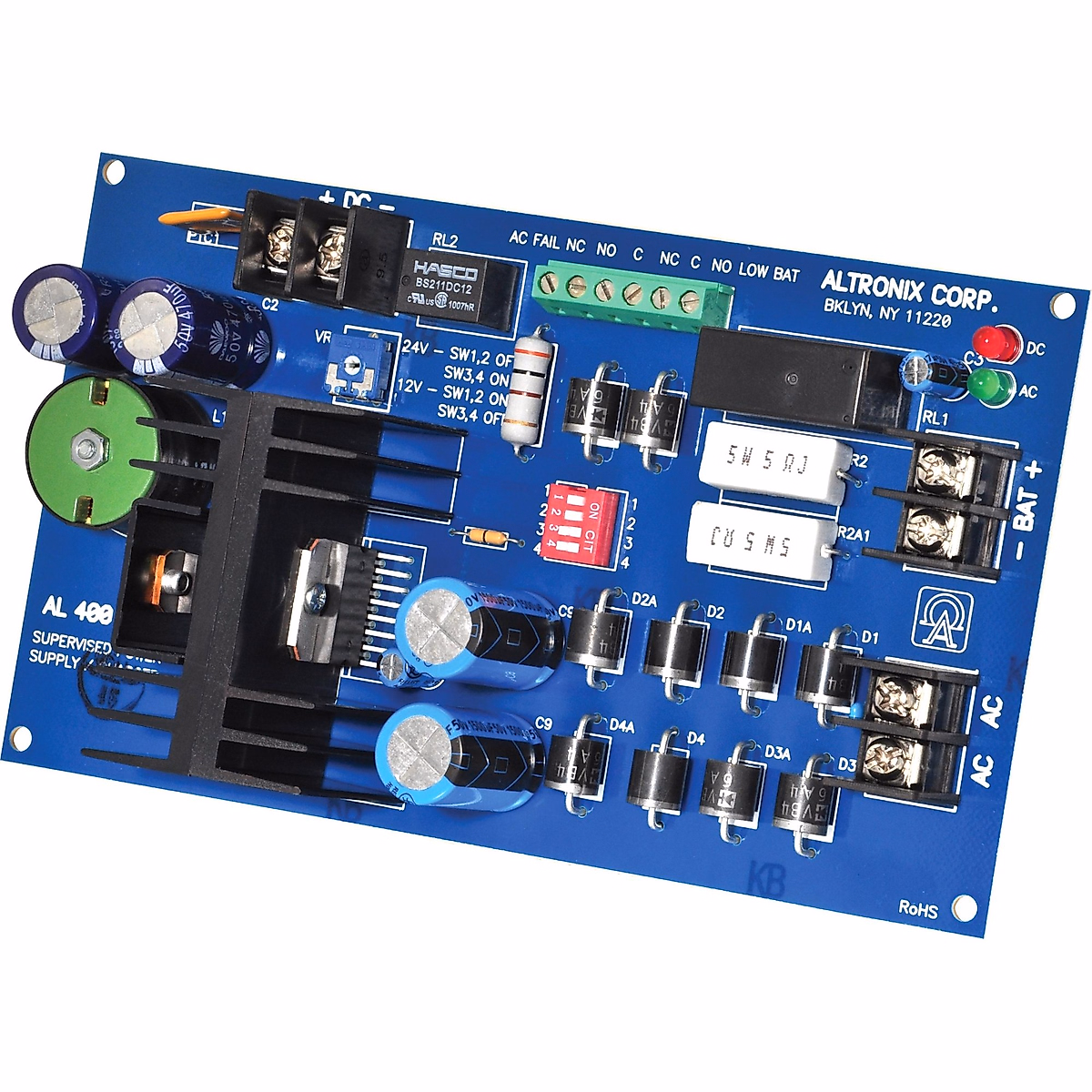 ALTRONIX AL400ULB 12/24 VDC, 4 AMP, PWR Supply/Charger Board, UL