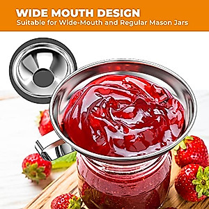 Pisol Canning Funnel for Kitchen Use, Wide Mouth Stainless Steel Funnel for Wide and Regular Mouth Mason Jar, Food Grade Metal Funnel for Filling Bottle, Large Funnel for All Liquid and Solid