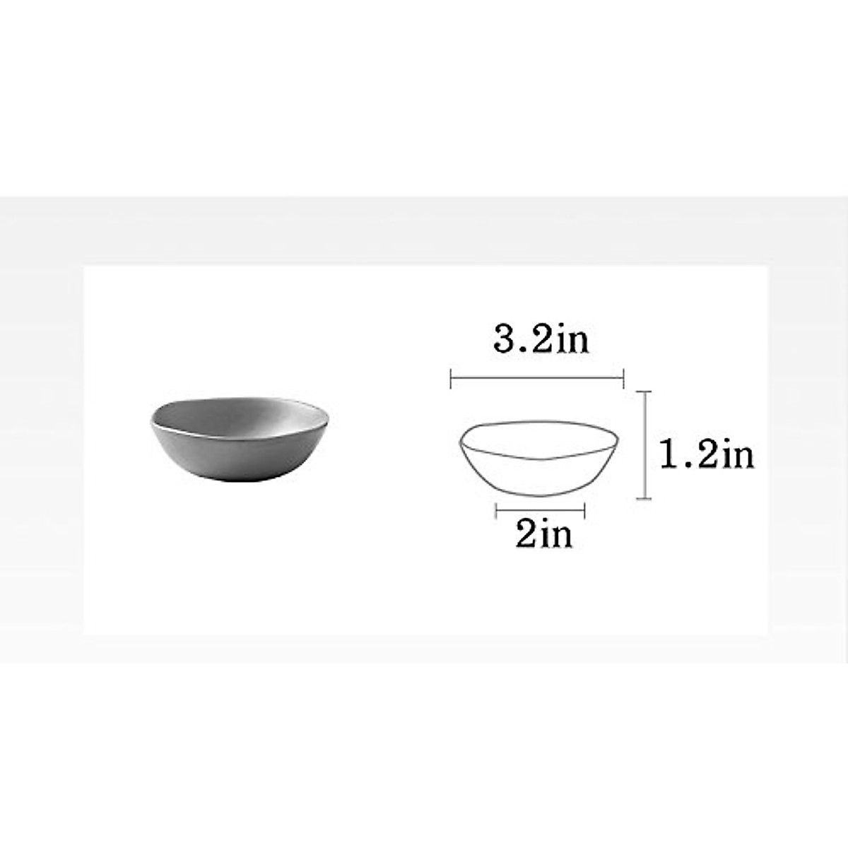 SOCOSY Classic Matte Ceramic Sauce Dishes Sushi Dipping Bowls Appetizer Plates with Irregular Ddge for Kitchen3.2'' (Set of 4)