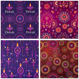 RUSPEPA Wrapping Paper Sheet - Oil Lamp Pattern Great for Diwali, Holiday and Party - 12 Folded Sheets - 19.68 X 27.5 Inch per sheet