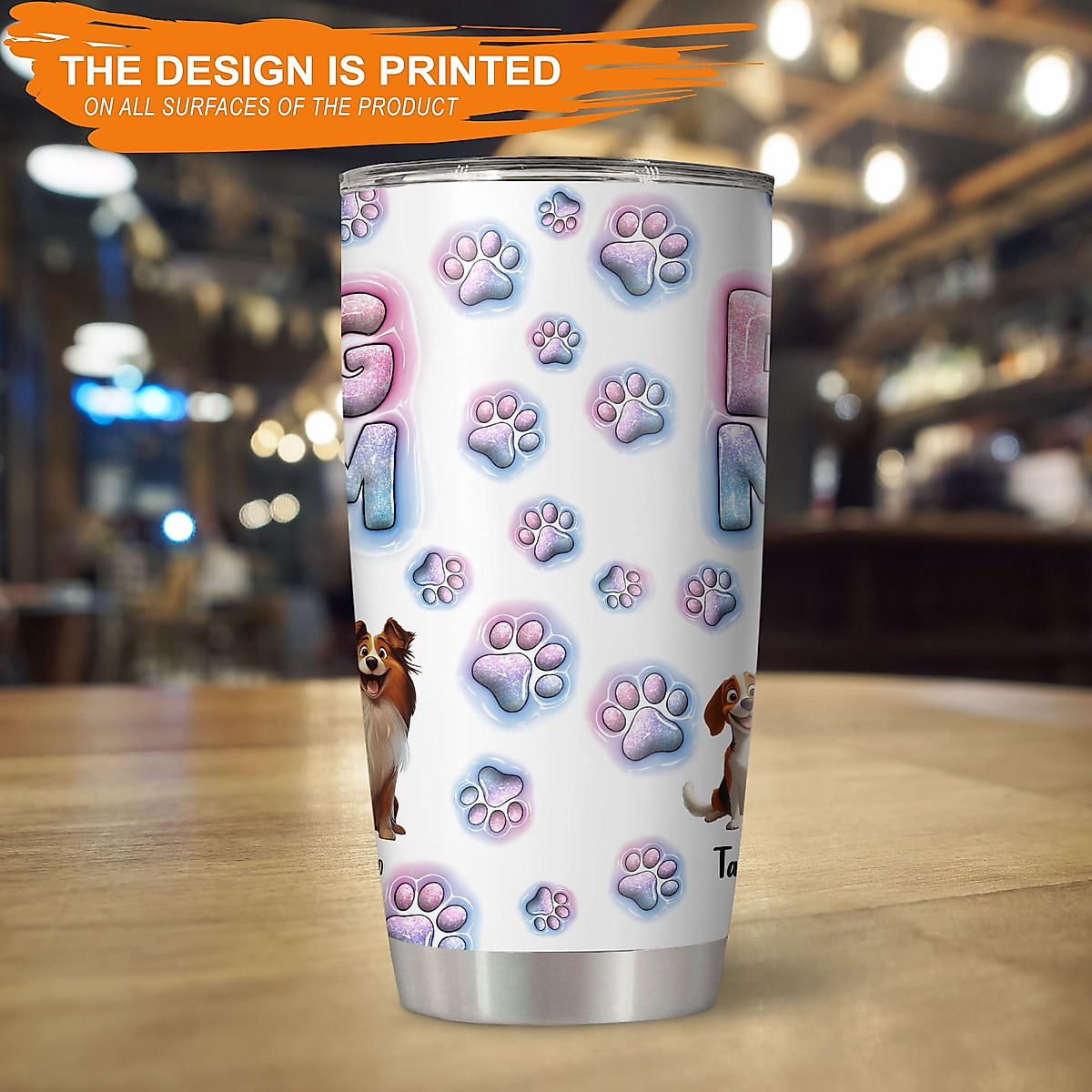 Personalized 2D Dog Mom Stainless Steel Tumbler, Fur Mom, Forever Loved, Mothers Day Birthday Gifts For Women, Pet Lover, Custom Coffee Tumbler For Dog Lover Gifts