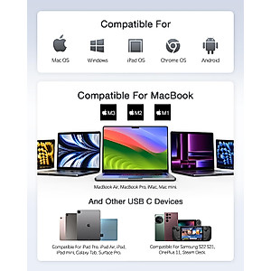 Hiearcool USB C Hub, USB-C Adapter, 7 in 1 USBC to HDMI Multi-Port Adapter Dongle Compatible for Thunderbolt 3 4 MacBook Pro Air Dell Lenovo HP Laptops and Other Type C Devices-Green