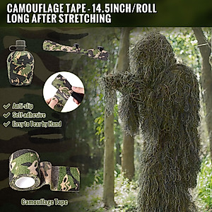 Slendor 6 in 1 Ghillie Suit, 3D Camouflage Hunting Apparel Camo Hunting Clothes, Bushman Costume Suitable for Men, Hunters