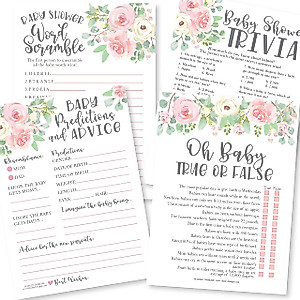 50 Floral Baby Prediction And Advice Cards, Trivia Games, etc, 25 Baby Animal Matching, Nursery Rhyme Game - 6 Double Sided Cards Baby Shower Games Funny, Baby Shower Ideas Baby Sprinkle Games