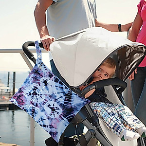 visesunny Tie Dye Pattern 2Pcs Wet Bag with Zippered Pockets Washable Reusable Roomy Diaper Bag for Travel,Beach,Daycare,Stroller,Diapers,Dirty Gym Clothes,Wet Swimsuits,Toiletries