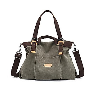 GJGJTER Women Soft Retro Casual All-match Tote Satchel Crossbody Hobo Messenger Canvas Shoulder Bag Clutches-Green
