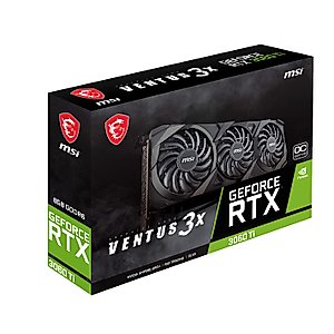 MSI Gaming GeForce RTX 3060 Ti LHR 8GB GDRR6 256-Bit HDMI/DP Torx Fan 3 Ampere Architecture Graphics Card (RTX 3060 Ti Ventus 3X 8G OC LHR)