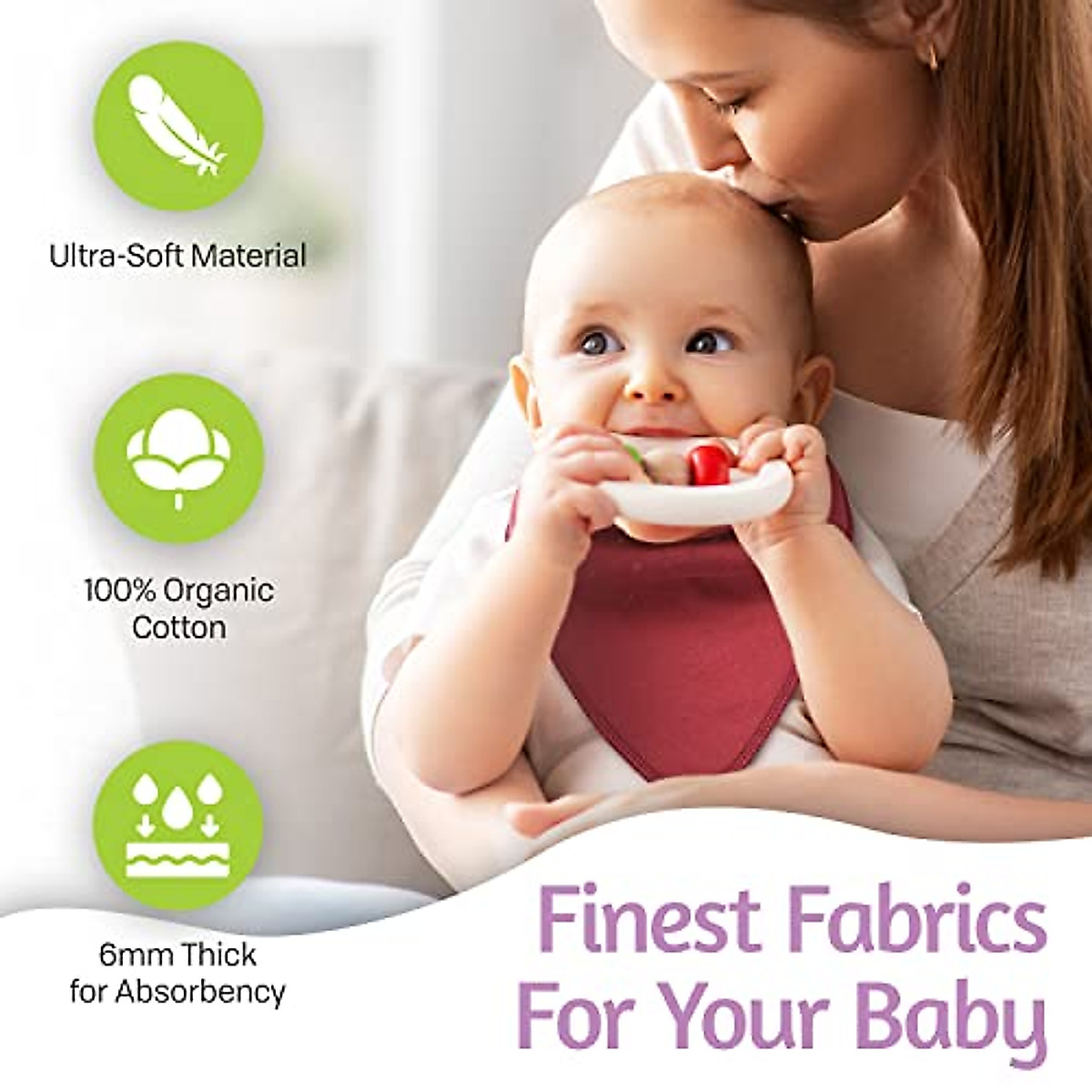 KiddyCare Soft Waterproof Baby Bibs for Girls - Organic Cotton Bandana Baby Bibs for Boy, Absorbent Lightweight Bibs for Baby Girl, Drool Bibs for Baby Boy, Baberos Para Bebe, 0-6 Months (8 Pack)