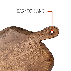 GoCraft Wooden Cutting Board with Handle | Mango Wood Leaf Shape | Chopping, Prep, Serve Board | Charcuterie Platter - 17" x 10.5"