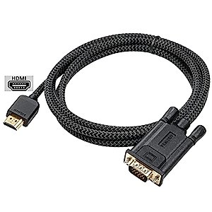 FEMORO HDMI to VGA Cable 6 Feet Male to Male Braided Cord 1080P@60Hz for Monitor, Computer, Desktop, Laptop, PC, Projector, HDTV, Game and More