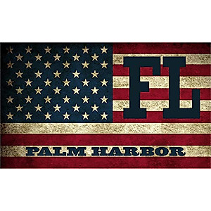 (x3) 2x3 inch Stickers | Reflective Palm Harbor FL Florida Pinellas County Vintage US Flag Sticker Graphic - Construction Toolbox, Hardhat, Lunchbox, Helmet, Mechanic, Luggage