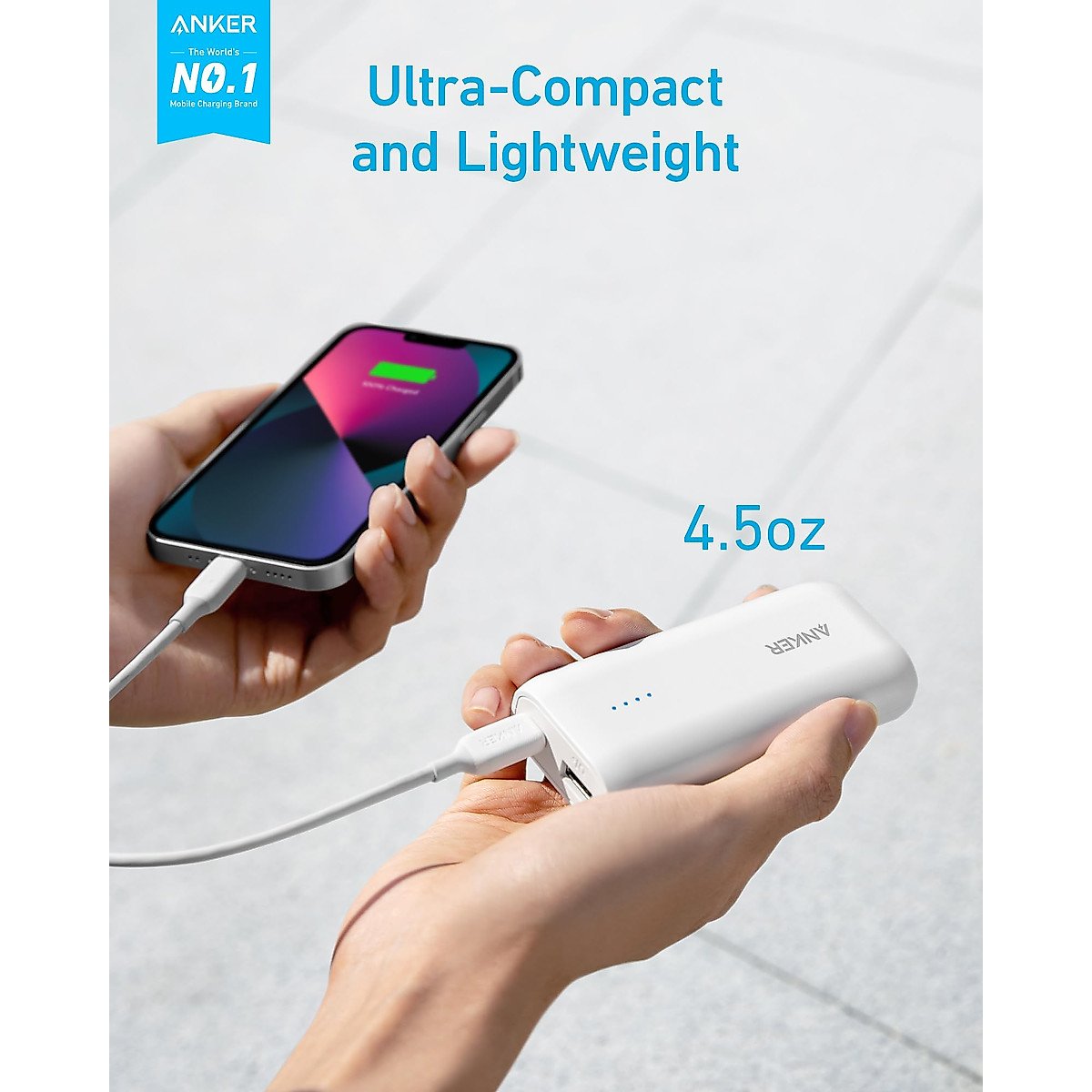 Anker Power Bank, 5,200 mAh Portable Charger, for iPhone 15 Series, 14/13, Samsung, Pixel, LG & More, External Phone Battery for Travel & Daily Use