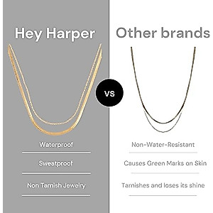 Hey Harper Jewelry Set with Gold Herringbone Necklace and Thin Chain Necklace - Waterproof Jewelry - 14k Gold, Tarnish free, Stainless Steel Jewelry for Women