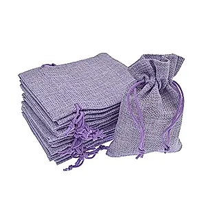 Bezall 20pcs Burlap Bags with Drawstring 2.7 x 3.5 inch, Linen Gift Bags Jewelry Pouches Sachets for Wedding Party Favor, DIY Crafts Projects, Presents (Light Purple)