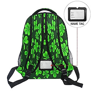 Kigai St. Patrick's Day Clover Backpack School Bag for Boys Girls,Laptop Backpack Lightweight Travel Bookbag Casual Daypack