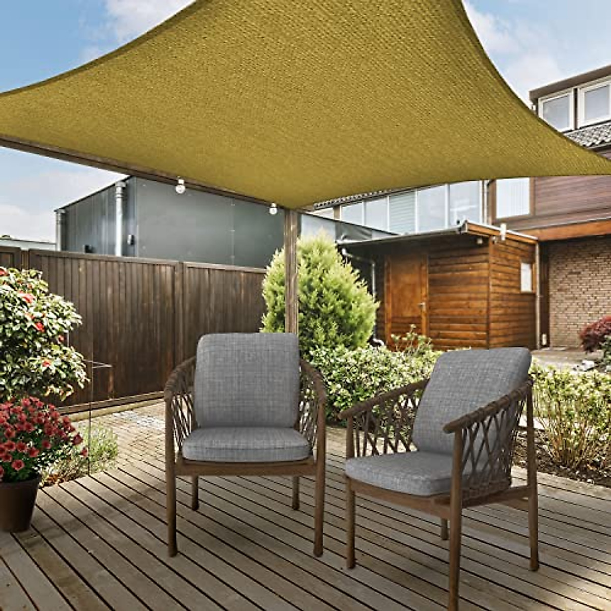 Asteroutdoor Sun Shade Sail Rectangle 10' x 13' UV Block Canopy for Patio Backyard Lawn Garden Outdoor Activities, Sand