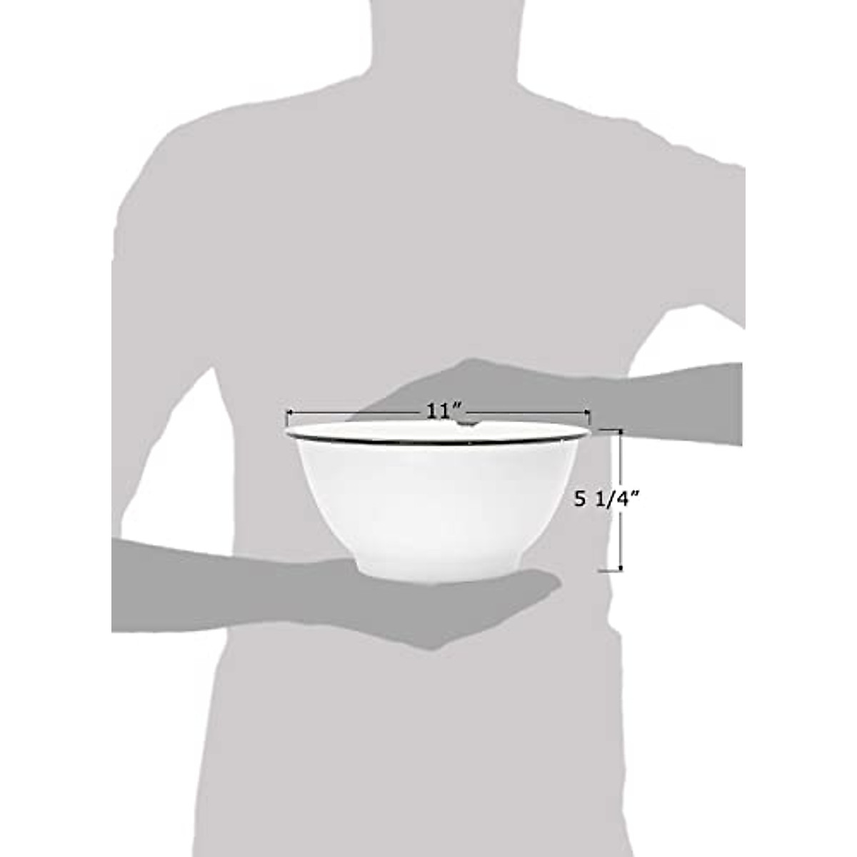 Red Co. Set of 2 Enamelware Metal Large Classic 4 quart Round Salad Serving Bowl, Distressed White/Black Rim