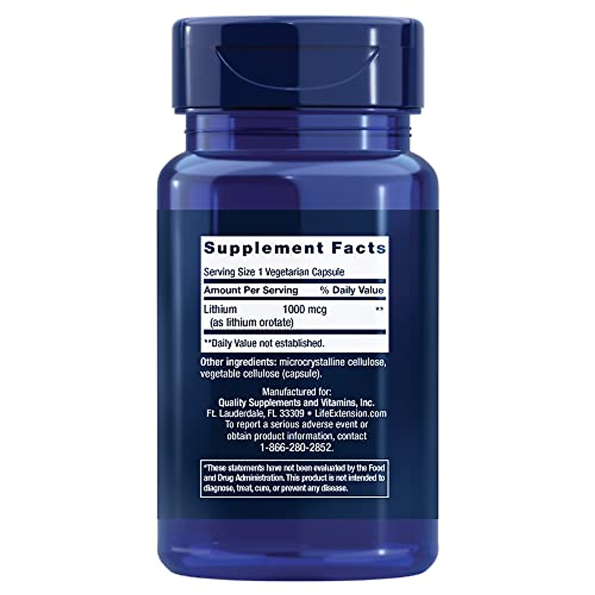 Life Extension Lithium 1000 mcg - for Brain Health, Anti-Aging & Longevity - Memory & Cognition, Mood Support Supplement -Once Daily - Gluten-Free, Non-GMO - 100 Count