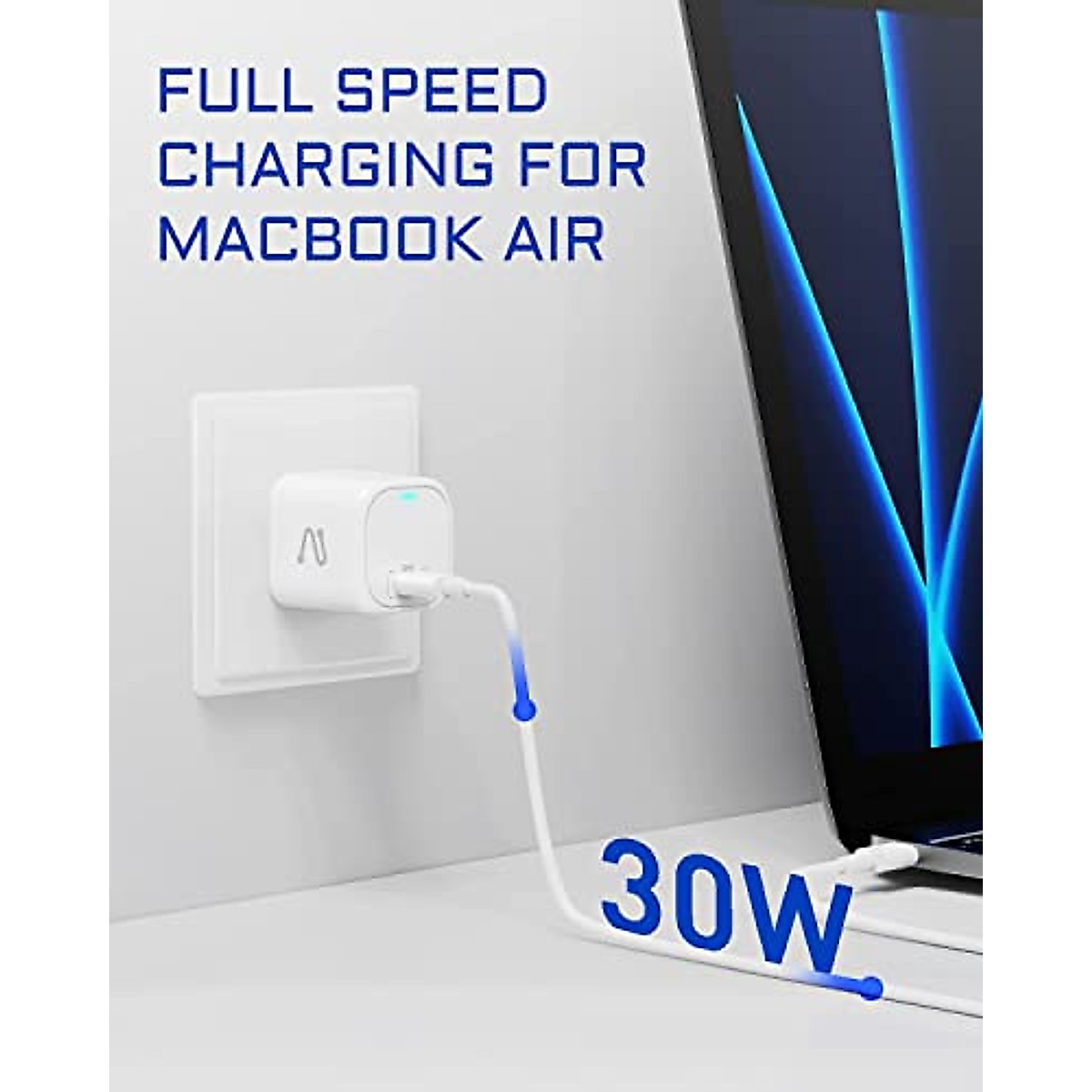 USB C Wall Charger 30W, Aergiatech PD PPS GaN USB C Power Adapter, Type C Fast Charging Block for iPhone 13 Pro Max/13/12 Pro Max, Pixel 6Pro/6, iPad Pro, MacBook Air, Galaxy S22+/S22 Ultra, White