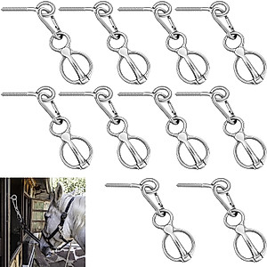 Nuenen Horse Tie Ring Stainless Steel Horse Tack and Supplies Safety Horse Accessories with Eye Bolts and Snaps Saddle Horse Training Equipment for Pulling(Silver,3 Sets)