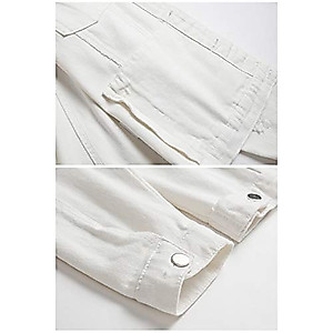 LZLER Jean Jacket for Men,Separable Left&Right Ripped Slim Fit Mens Denim Jacket (Yellow-White, XX-large)