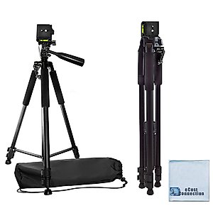 60" Pro Series Professional Camera Tripod for Canon, Nikon, Sony, Samsung, Olympus, Panasonic & Pentax + eCost Microfiber Cloth