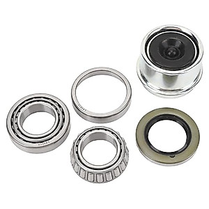 Trailer Wheel Hub Bearings Kit, Trailer Axle Dust Cap Grease Seal Cotter Pin Reduces Friction L44610 for 1‑1/16 Inch Axles