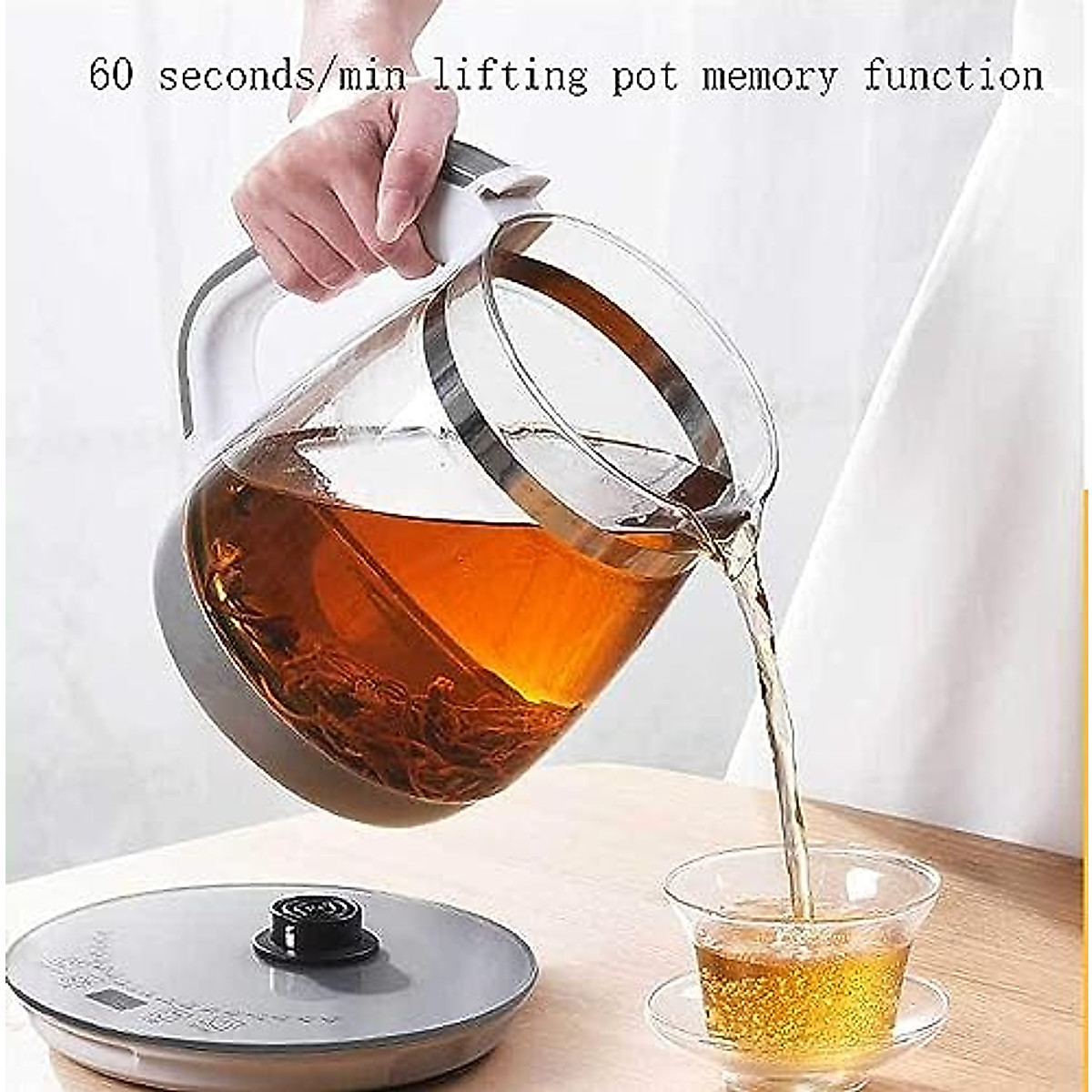 Electric Kettle 1.8L Large Capacity Glass Health Pot Multifunction Cooking Tea Soup Flower Teapot Automatic Electric Stew Bird's Nest Pot Electric Kettle