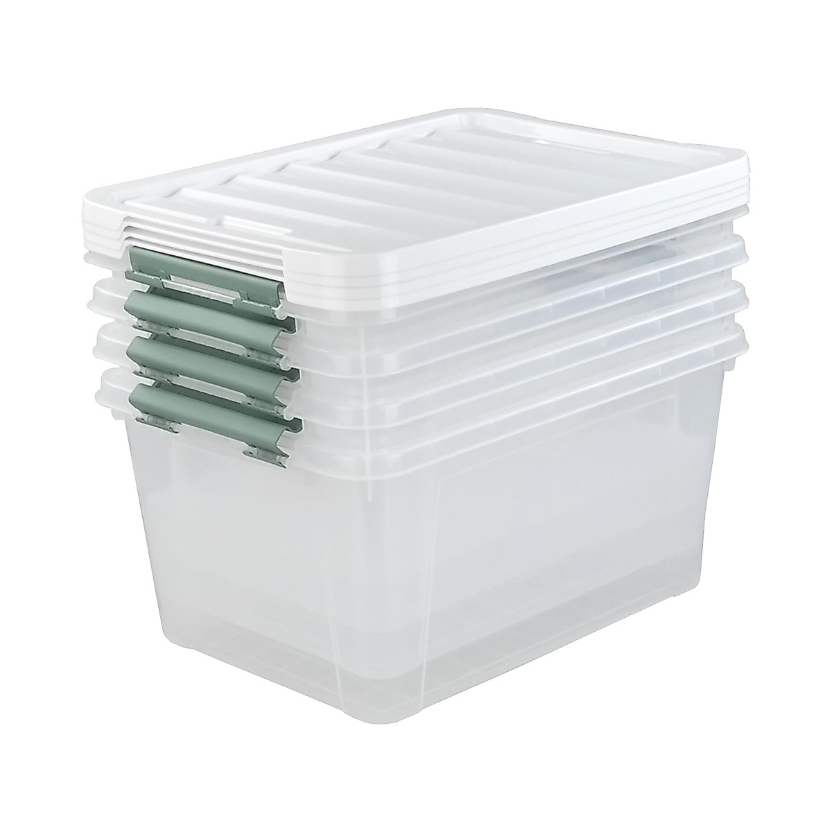 Vcansay 20 Quart Plastic Clear Storage Latch Box, Lidded Storage Bins, 4 Packs