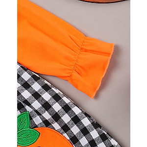 RCPATERN Toddler Halloween Outfit Ruffle Shirt Pumpkin Dress Halloween Infant Girl Clothes for 12M-5Y Orange
