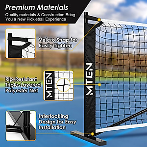 MTEN Pickleball Net, Portable Pickleball Net for Driveway, 22 FT USAPA Regulation Size, Steady Metal Frame, with Carrying Bag for Backyards, Driveways, Outdoor Indoor