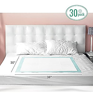 MILDPLUS Bed Pads with Adhesive Strips 30'' X 36'' Disposable Underpads Extra Large Thicker Incontinence Pads for Unisex Adult, Senior, Kids and Pet (30 Count)