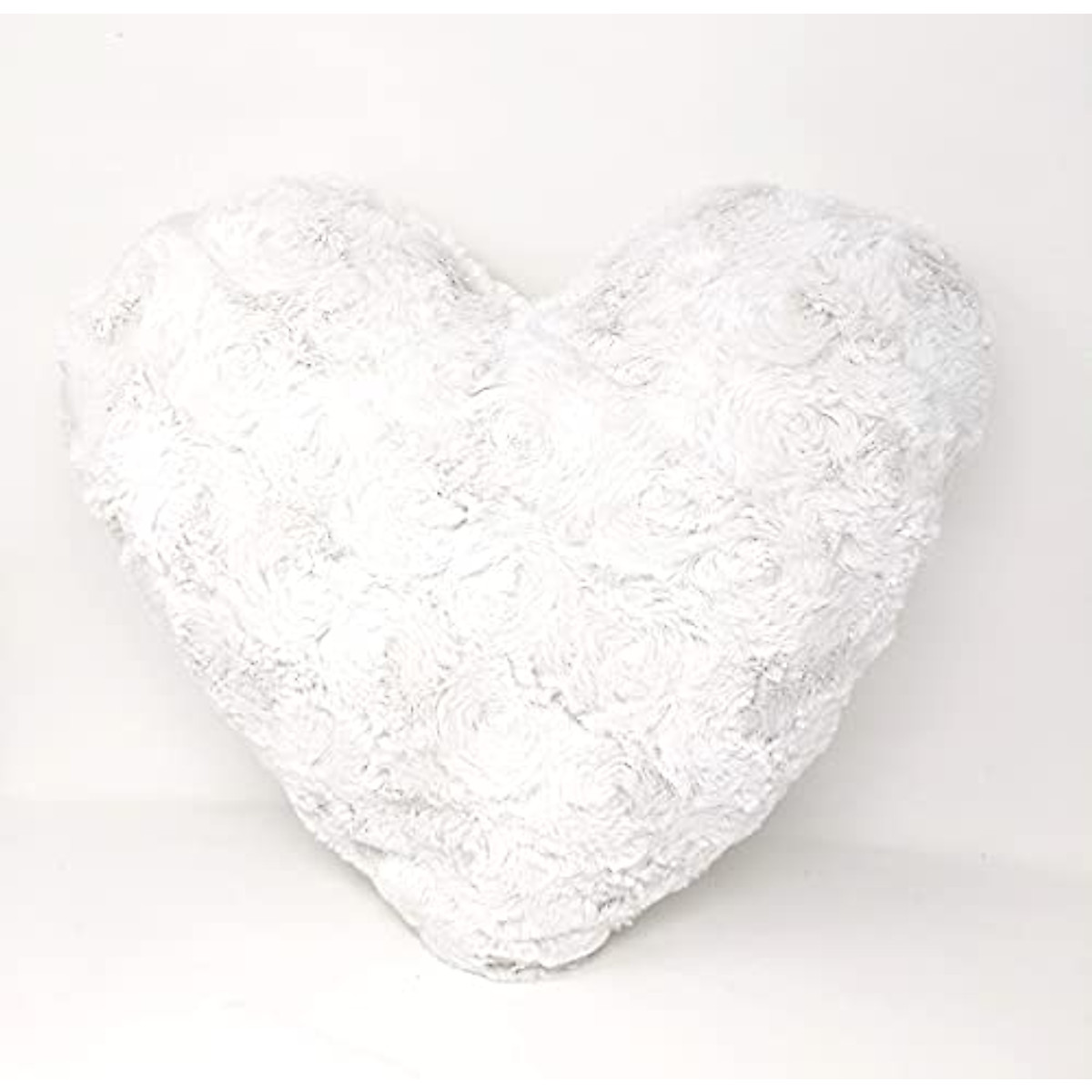 DaDalogy Bedding Luxury Dreamy White Faux Fur Heart Pillow - Lovely Valentine Gift Throw Cushion with Sewn Insert - Cute Romantic Soft Sherpa Backside | Upgraded- 16” x 14”