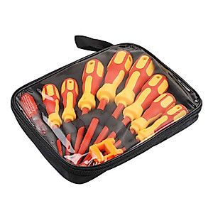 uoboeuq 9 Piece 1000V Insulated Electrician Screwdrivers Set with Magnetic Tips, Slotted and Phillips Bits Non-Slip Grip, with 1 Test pen Electrical screwdriver set