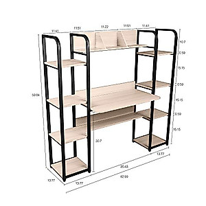 CUhwxCU Computer Desk with Multiple Storage Shelves, Modern Home Office Desk for Study or Work with 10 Shelves